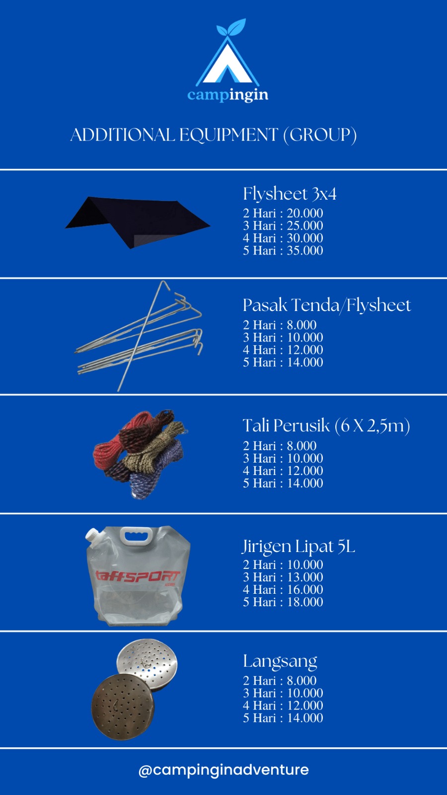 Campingin – Sewa Peralatan Outdoor Surabaya