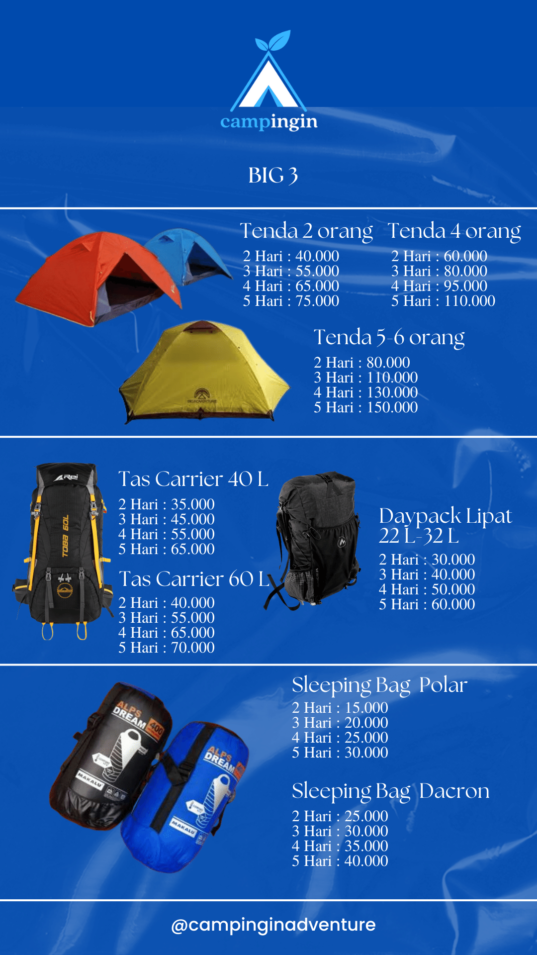 Campingin – Sewa Peralatan Outdoor Surabaya